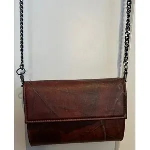 Unbranded | Bags | Leaf Leather Crossbody Bag Brown Natural Leaf ...